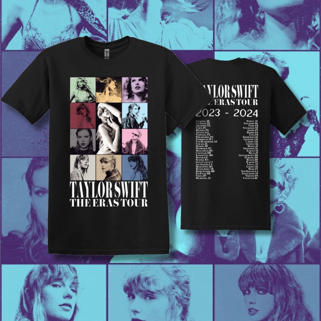 The Eras Tour tricou negru imprimat Color Overlay – Todd's Threads